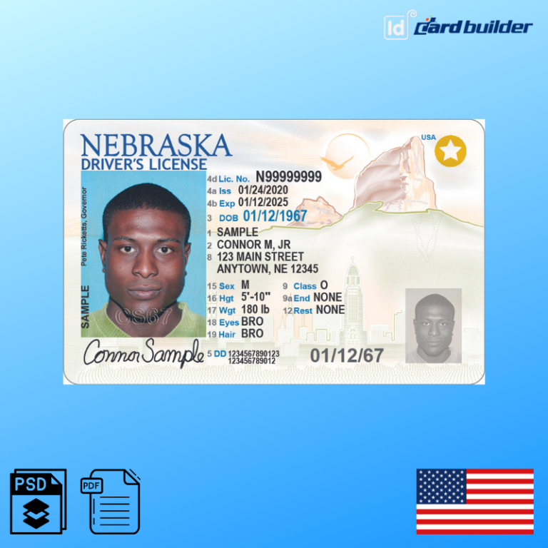 Nebraska Driver License Template