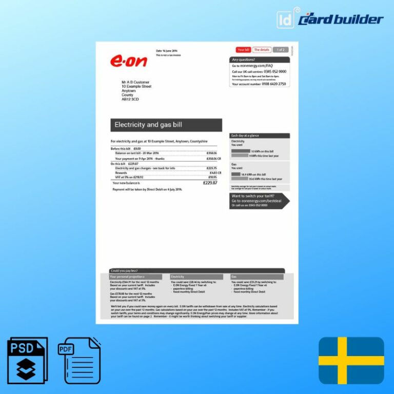 AT&T Utility Bill Template