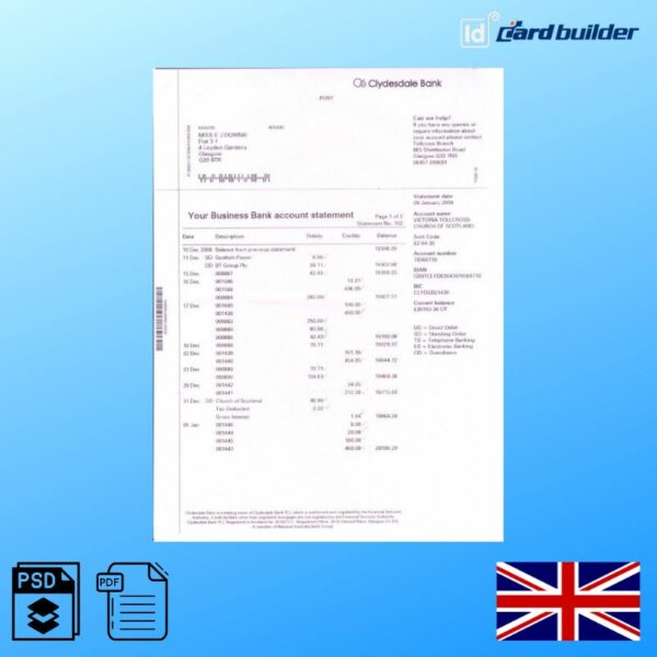 German Handelsbanken Bank Statement Template