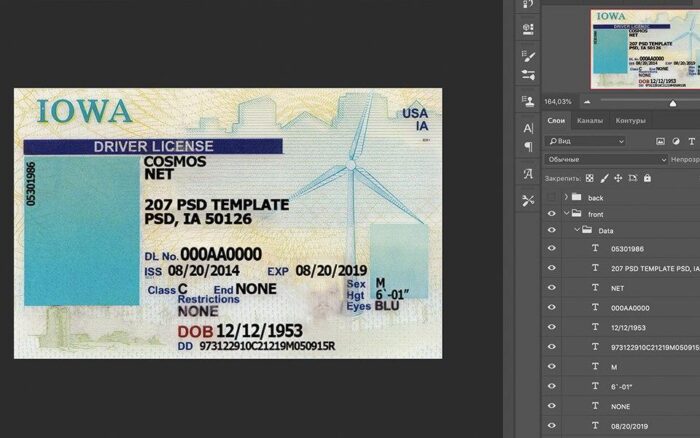 Iowa Drivers License Template