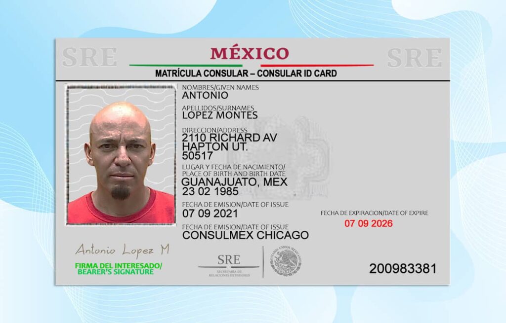 Mexican Consular ID Card Template PSD