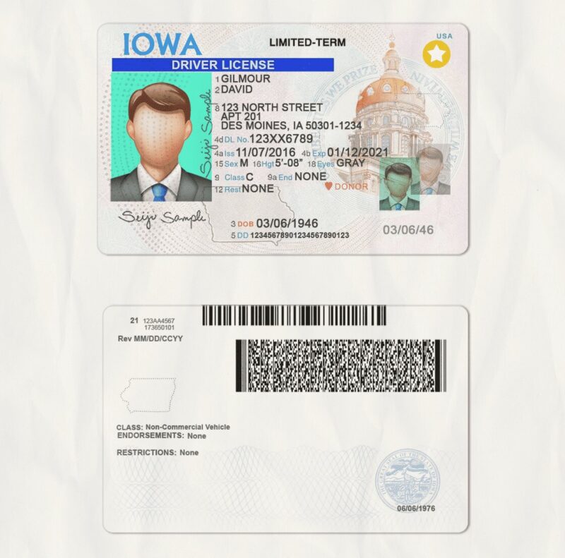 Iowa Drivers License PSD Template New